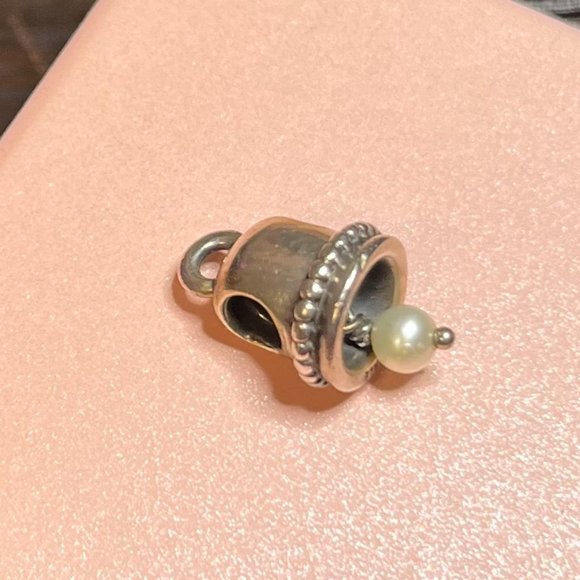 Pandora | Jewelry | Pandora Silver Bell Charm With Pearl | Poshmark